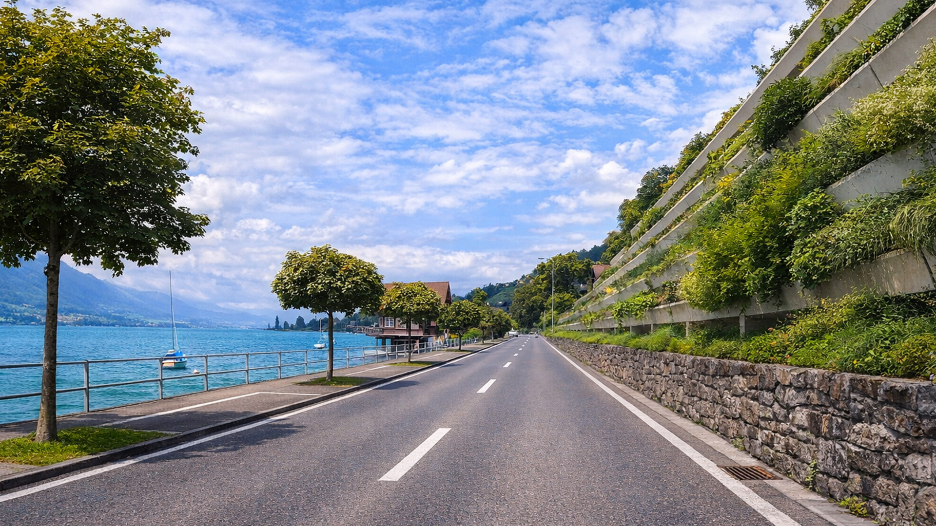 Scenic Lake Thun drive from Interlaken to Thun (4K)