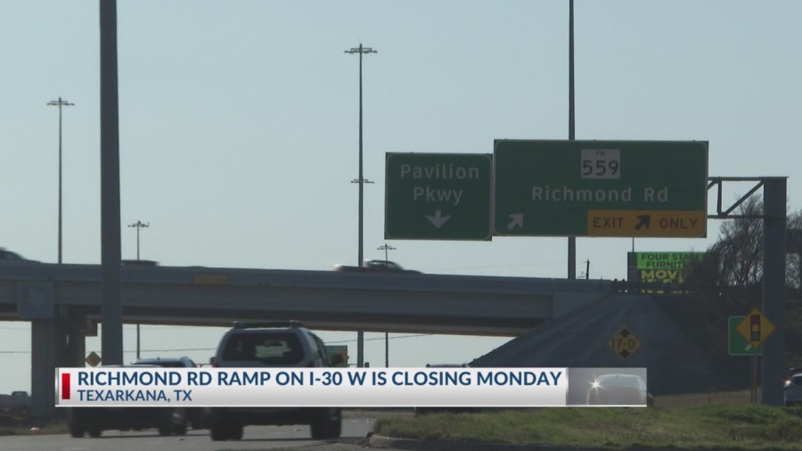 Richmond Rd ramp closed for I-30 widening in Texarkana