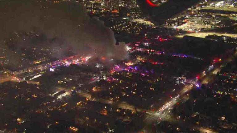 Firefighter injured in Denver five-alarm fire, building engulfed in flames