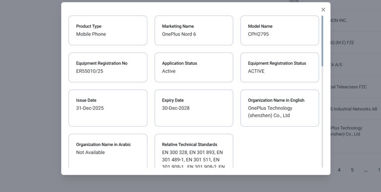 OnePlus Nord 6 is on the TDRA certification website; hints that it will ...