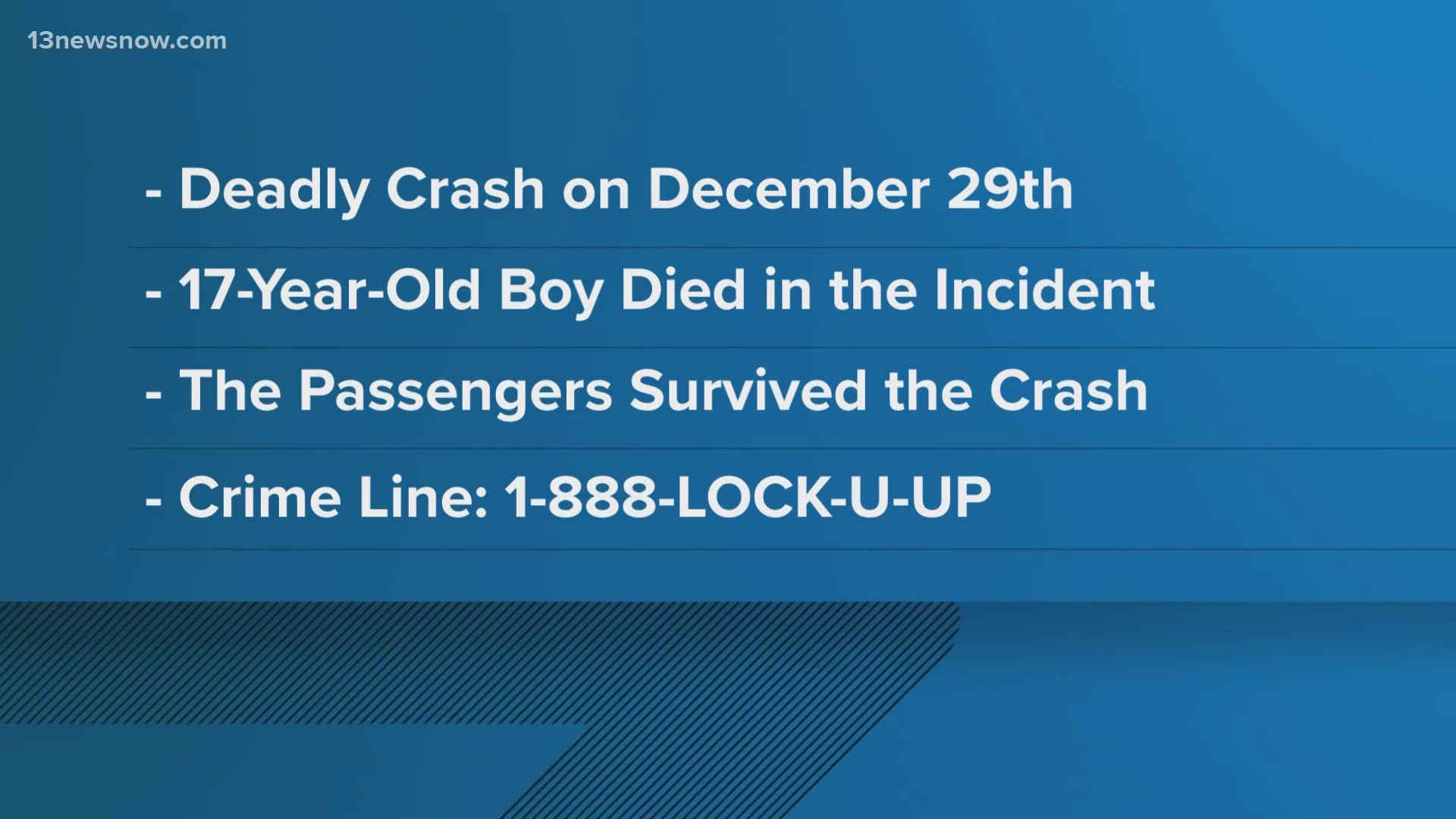 Teen dead after crash on First Court Road in Virginia Beach