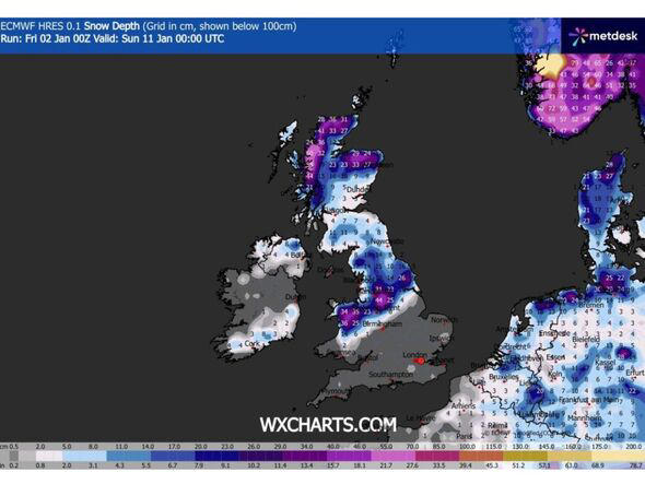 New weather maps show snow blast hammering UK from Scotland to Cornwall ...