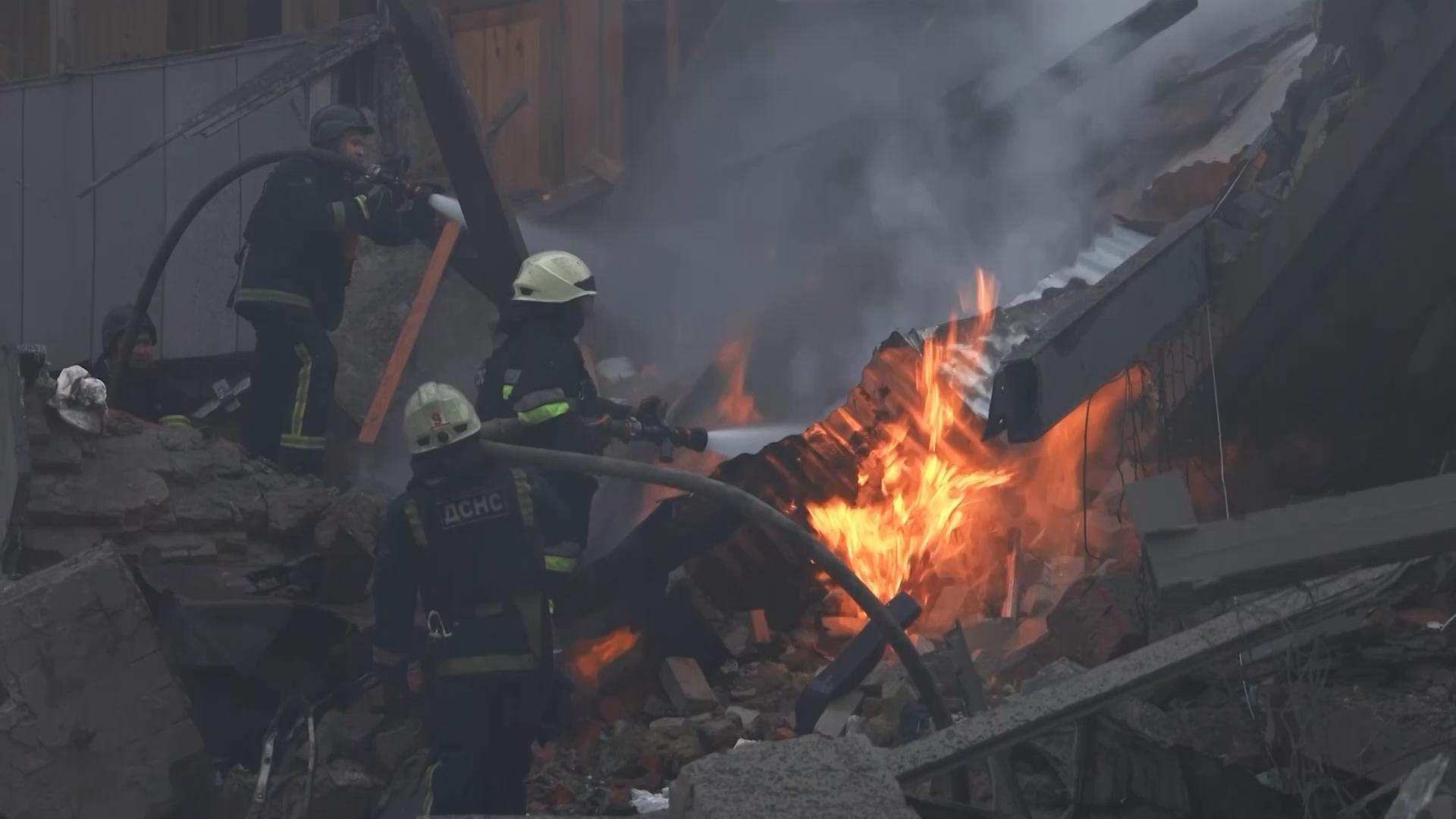 Search for people possibly trapped under rubble after Russian strike ...
