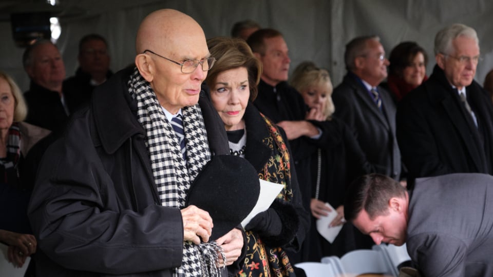 LDS apostle Jeffrey R Holland completes his final trip, accompanied by ...