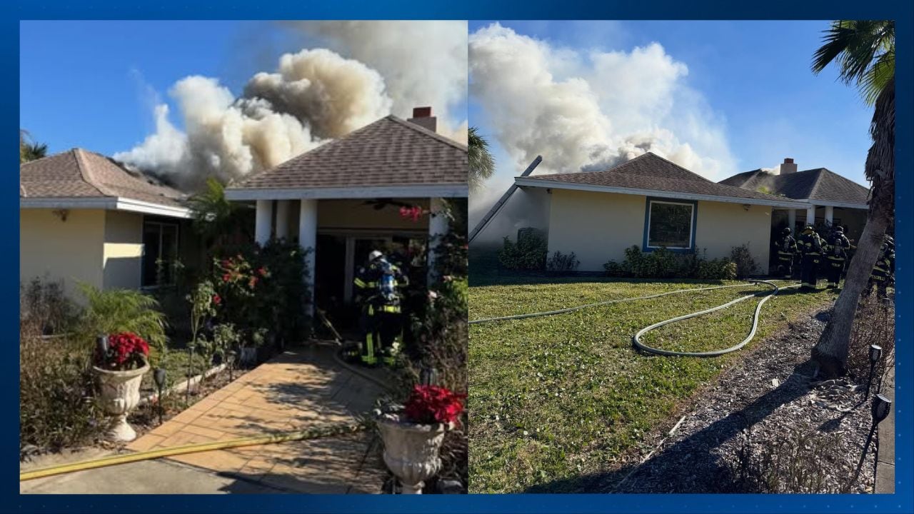 Flames erupt through roof in New Smyrna Beach house fire on New Year’s Day