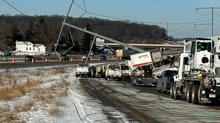 Wisconsin crash: Semi hits high-voltage power pole in Dane County
