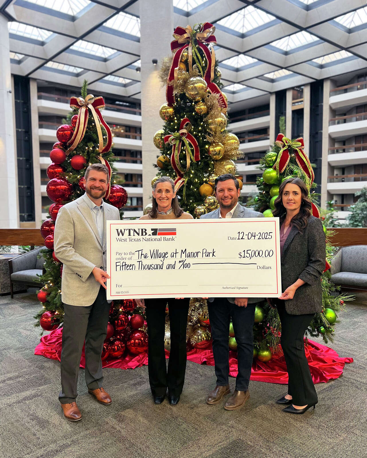 West Texas National Bank donates $15,000 to Manor Park’s benevolent ...