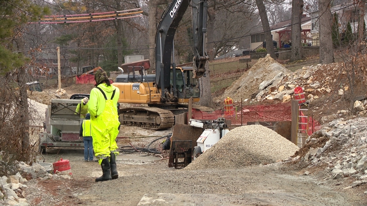 Firefighters rescue worker from trench filled with wet concrete in St ...