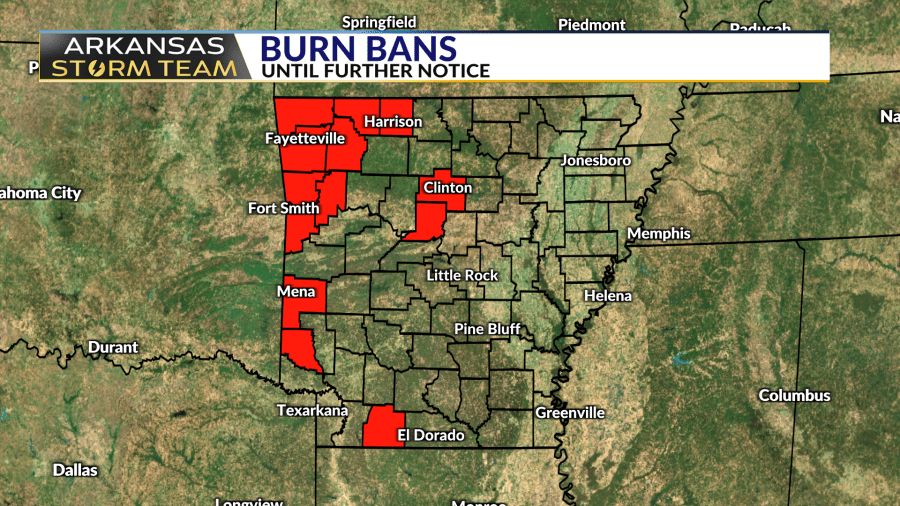 List: Arkansas counties under burn ban