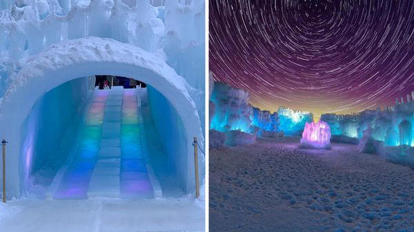 These magical ice castles with glowing slides are a road trip from Montreal