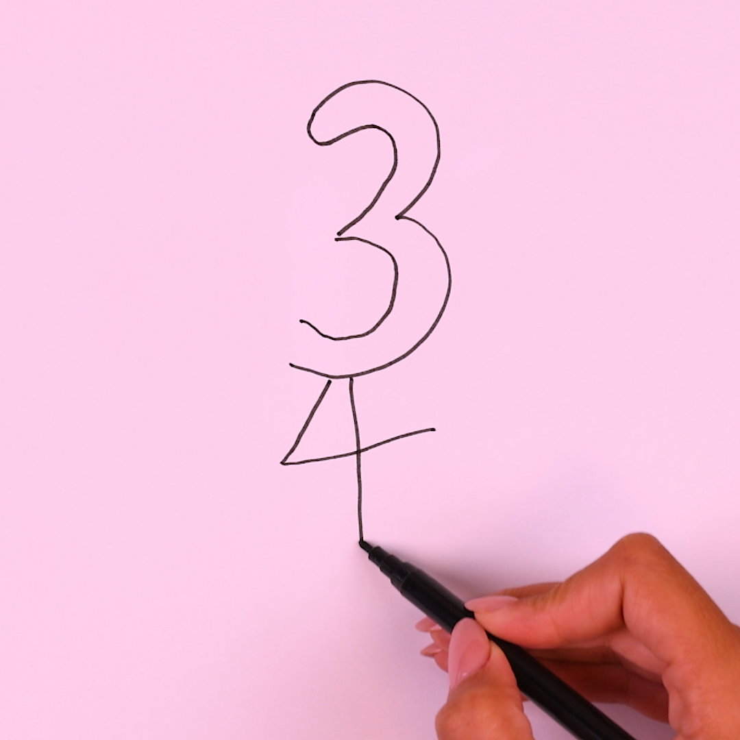 Flamingo drawing magic from numbers 3 and 4🦩