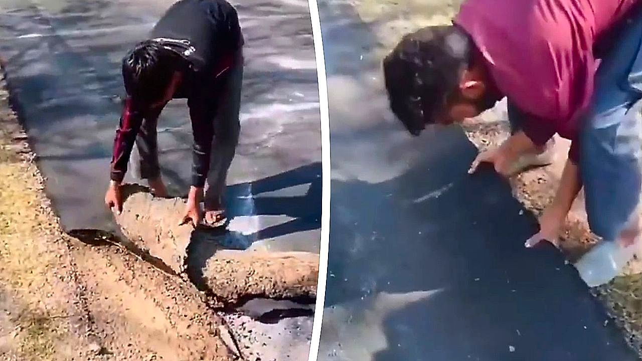 Road peels apart underfoot, sparking outrage over construction quality