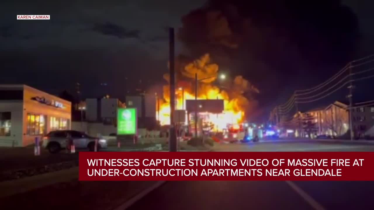 Witnesses capture stunning video of massive fire at under-construction ...
