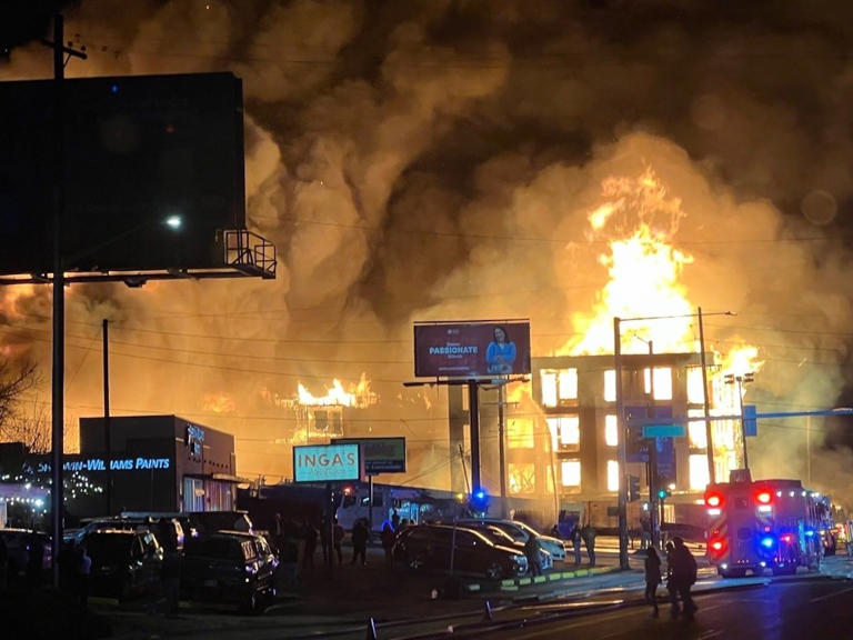 More than 100 firefighters battle massive blaze in Denver