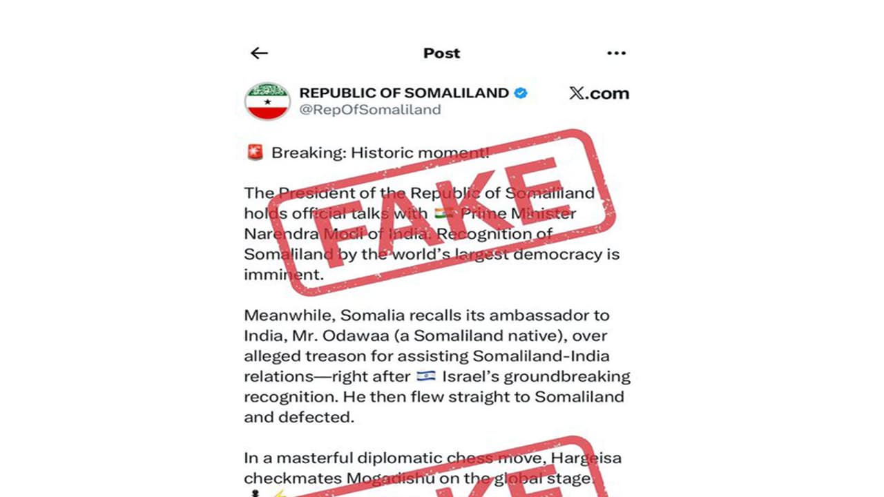 India denies official talks, recognition of Somaliland amid fake news