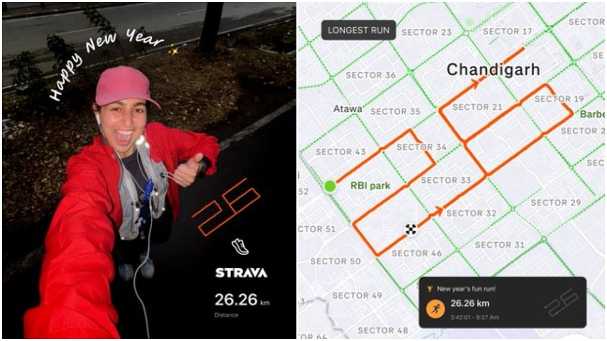 Chandigarh woman turns her New Year run into '26' shaped art on city map