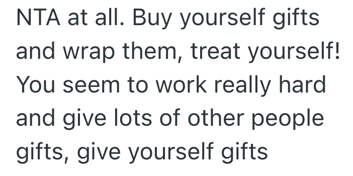 Teenager with money wants to buy and wrap gifts for herself because her ...