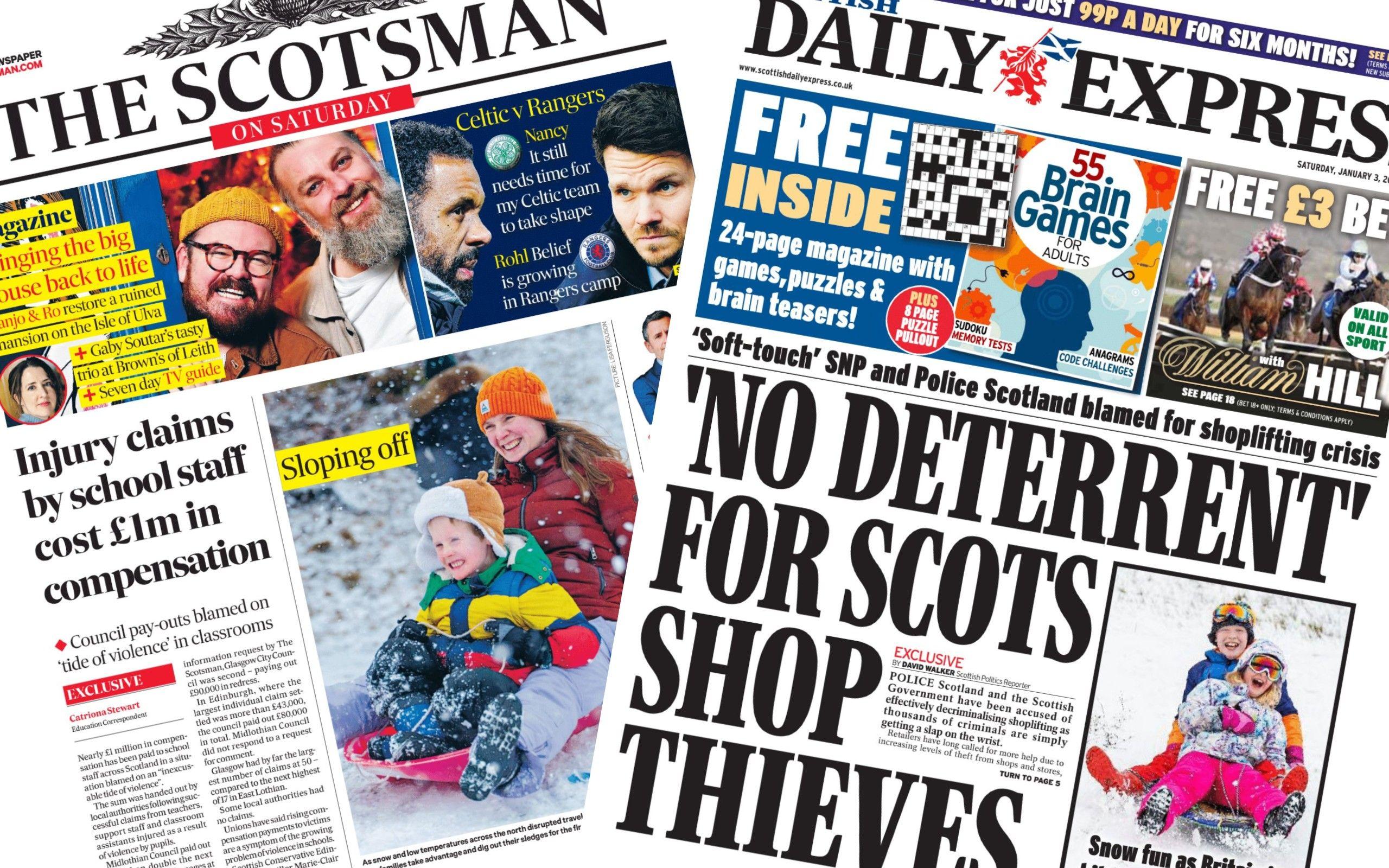 Scotland's papers: School staff payouts and shoplifting crisis