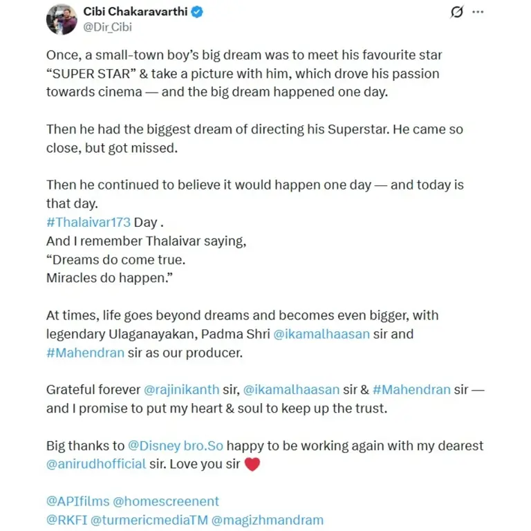 Thalaivar 173: Cibi Chakaravarthi comes onboard as director in Kamal ...