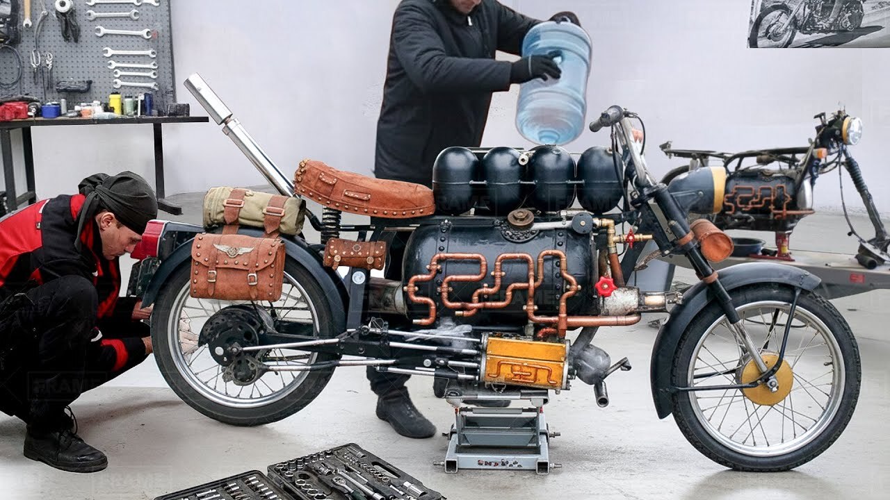 Inside Shop Building One of The Weirdest Steam Motorcycle Ever Invented