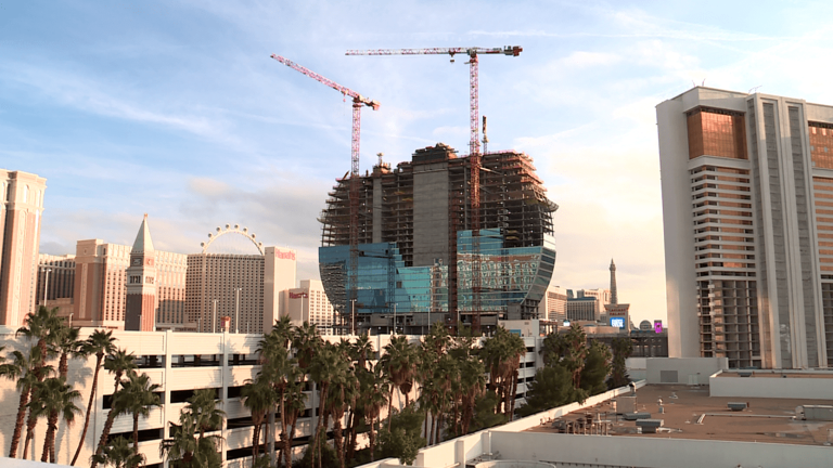 Hard Rock’s guitar-shaped hotel tower rising on the Las Vegas Strip