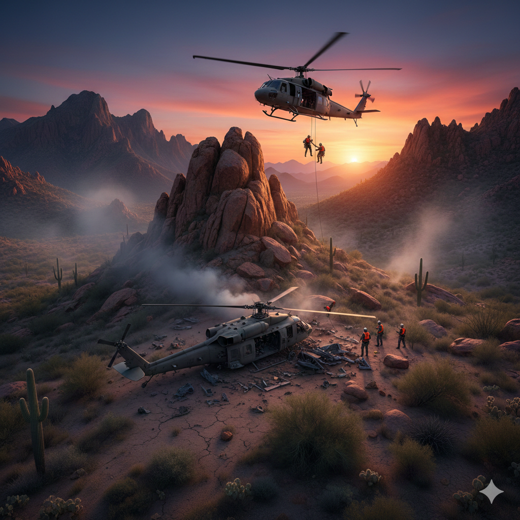 Arizona helicopter crash kills 4, chopper struck slackline near Superior