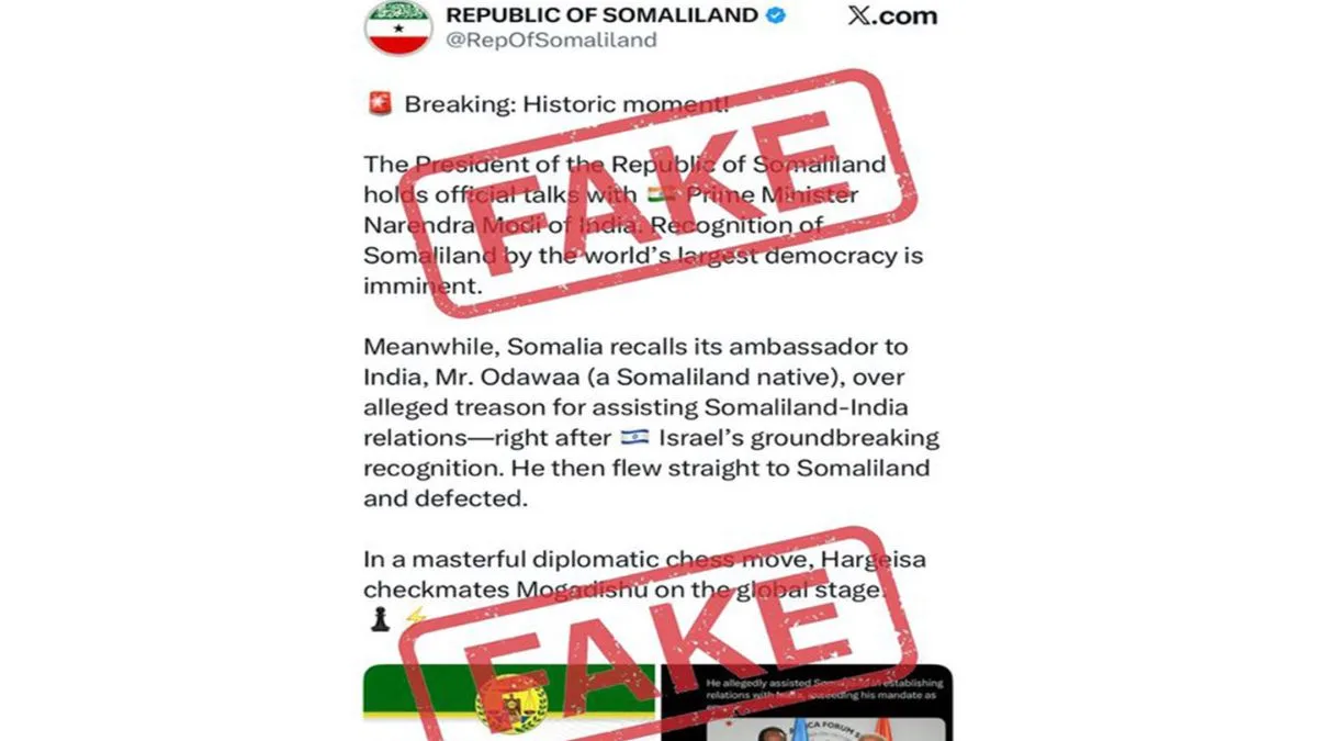 India debunks fake claims of talks with Somaliland, denies recognition move