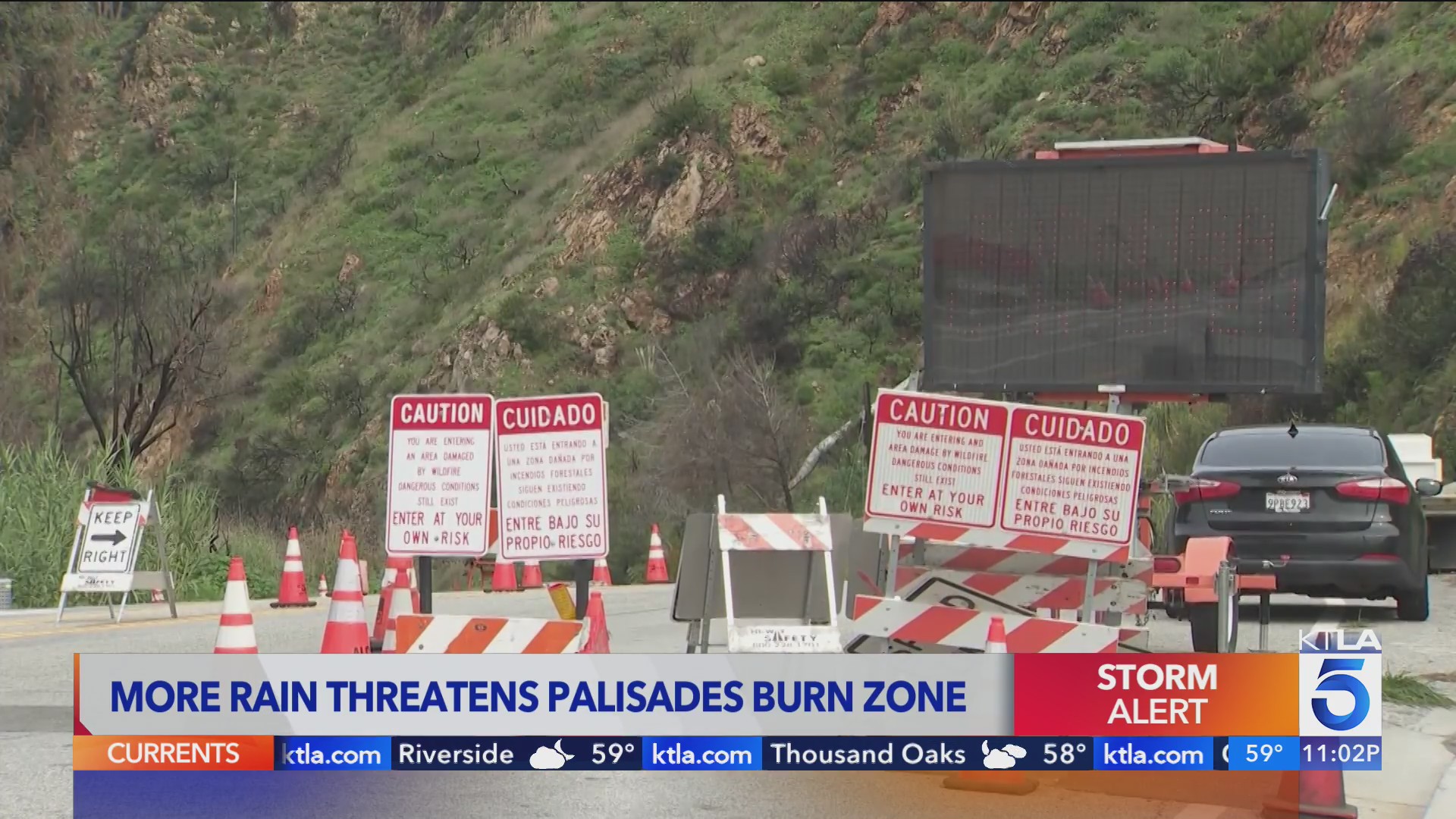 Incoming rain threatens Palisades fire burn scar area