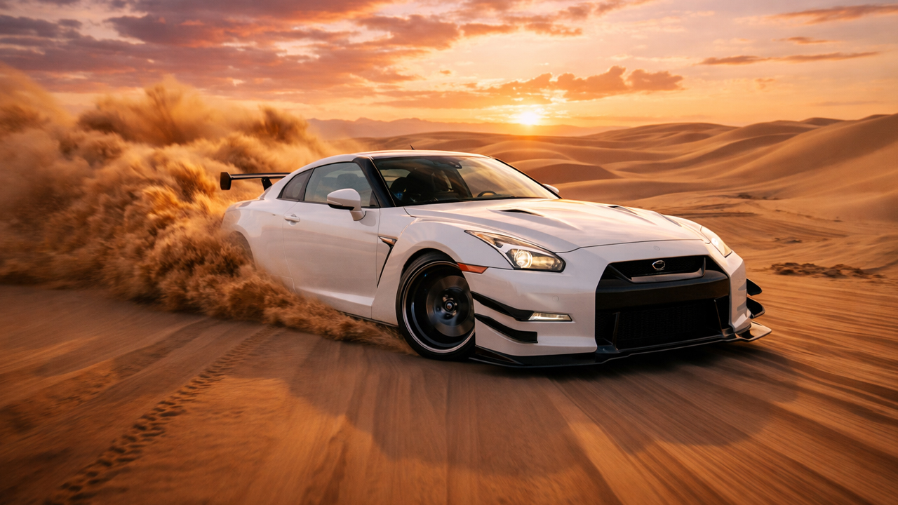 Can a Nissan GTR drive on desert dunes?