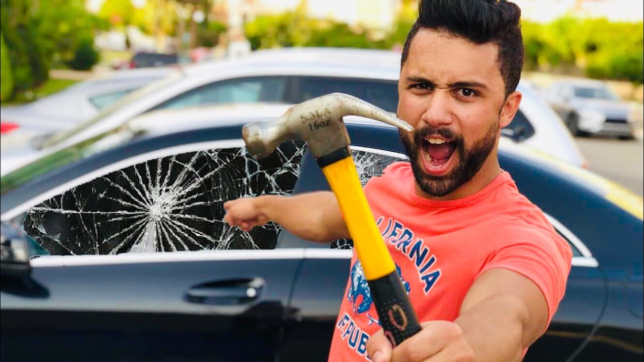 I pranked my friend by breaking his car window – watch his reaction!