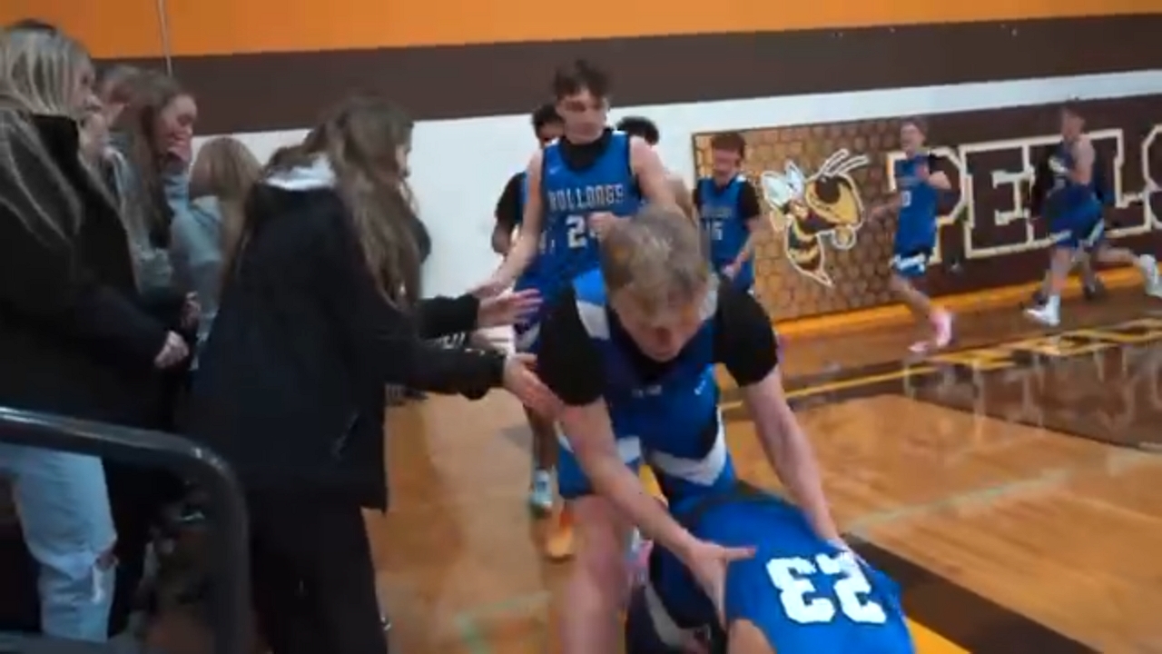 Basketball player slips into crowd during game in Michigan, USA