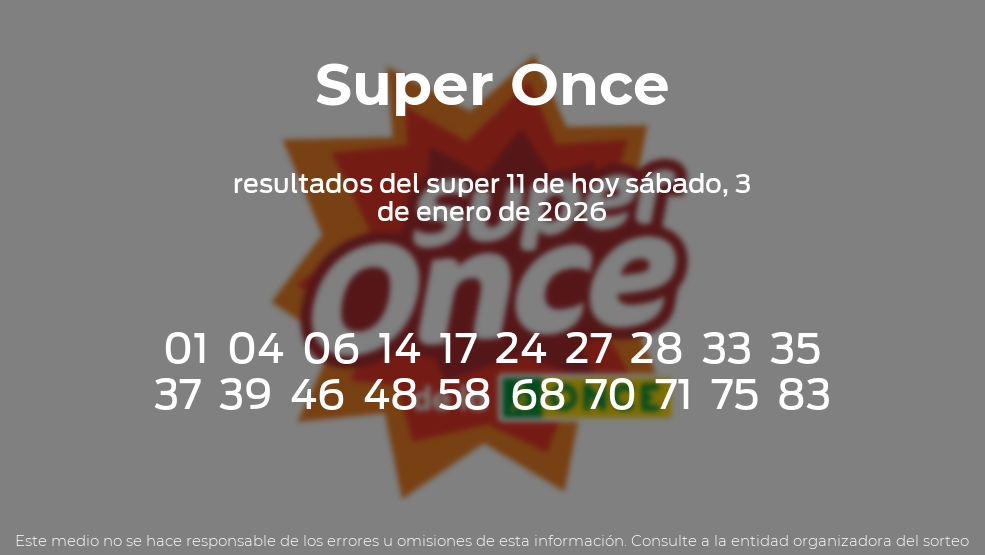 Super Once: combinación ganadora del sorteo 1, resultados del Super 11 ...
