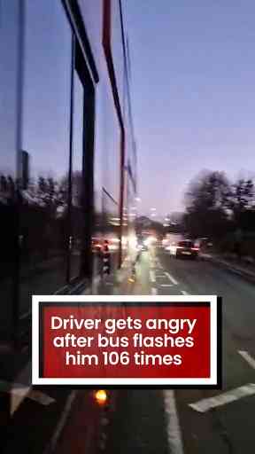 Driver gets angry after bus flashes him 106 times
