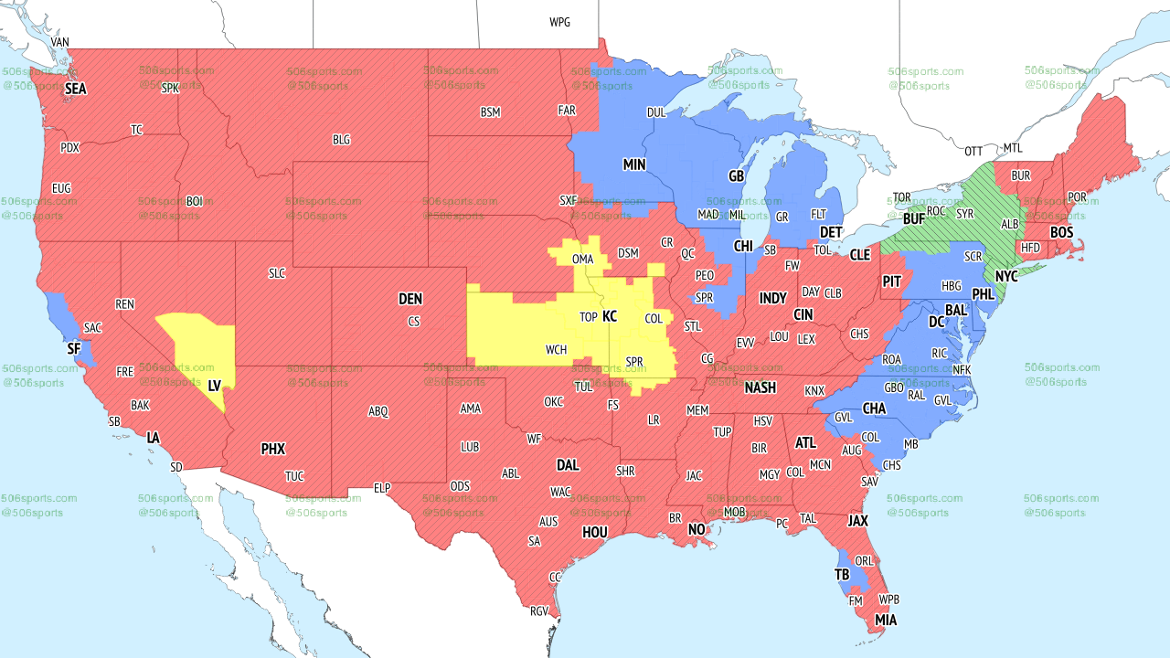 TV broadcast map and announcers for NFL Week 18 games