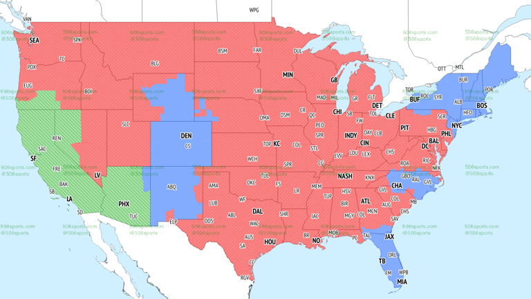 TV broadcast map for Bears vs. Lions in Week 18