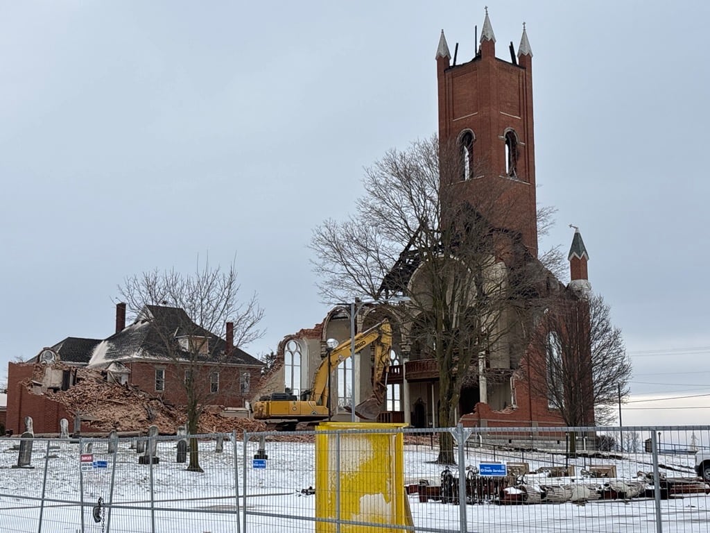 Demolition continues at historic church damaged by high winds months ...