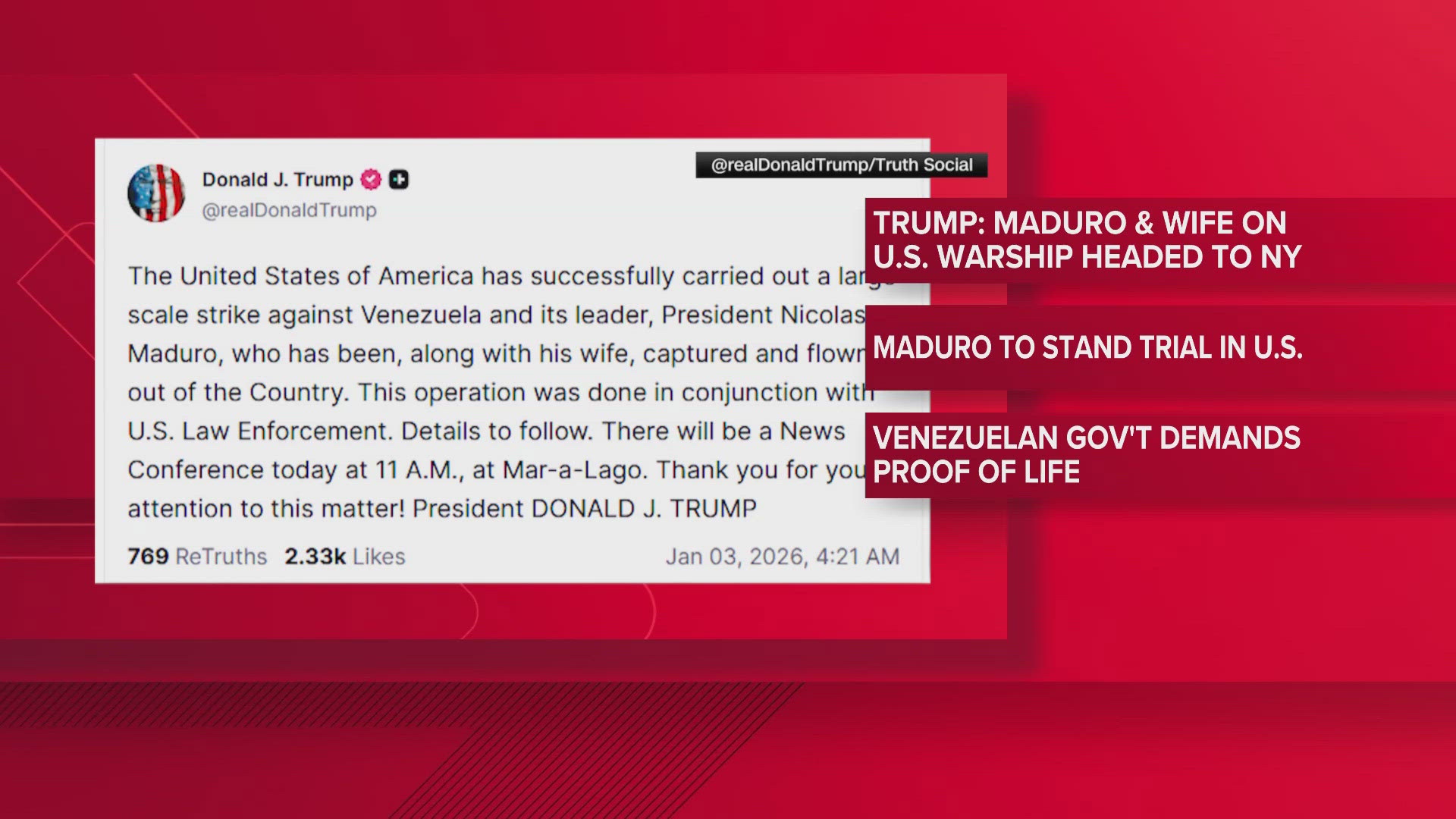 US strikes Venezuela and says its leader, Maduro, has been captured and ...