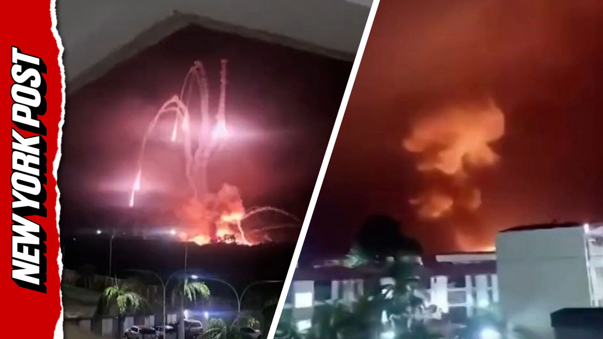Venezuela's night sky engulfed in flames after US strikes