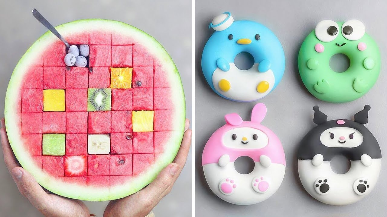 Watermelon puzzle cake & character donut cakes