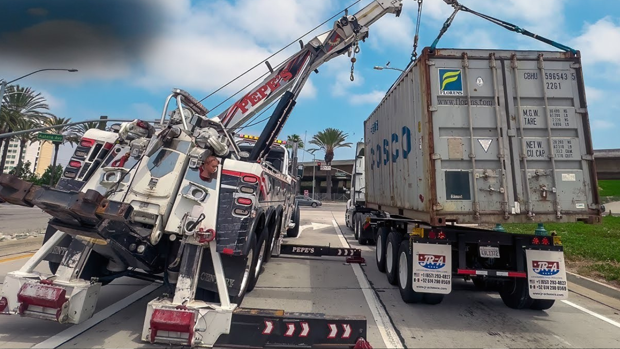 Overloaded container almost flips my rotator