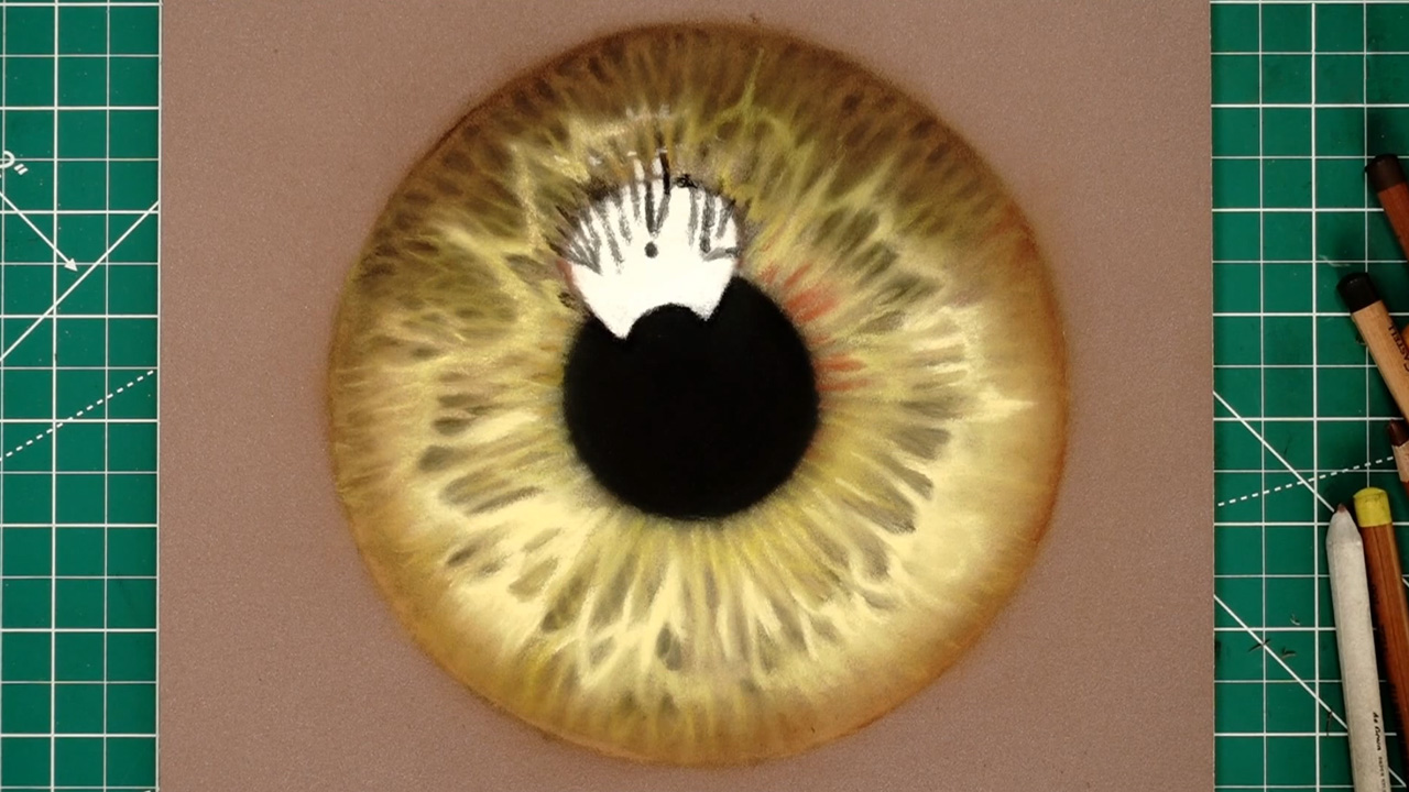 Striking yellow eye artwork filled with mystery and emotion