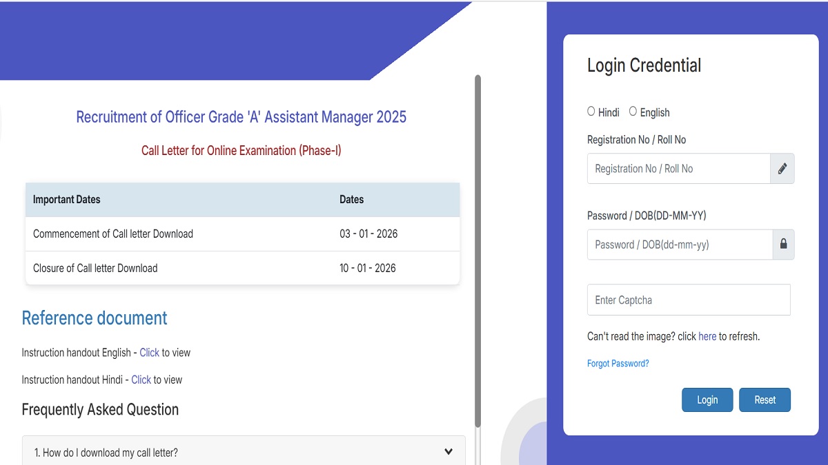 SEBI Grade A admit card 2026 released at sebi.gov.in, download Grade A ...