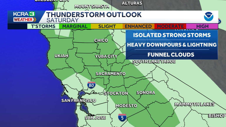 Northern California forecast: Isolated severe storms possible Saturday ...