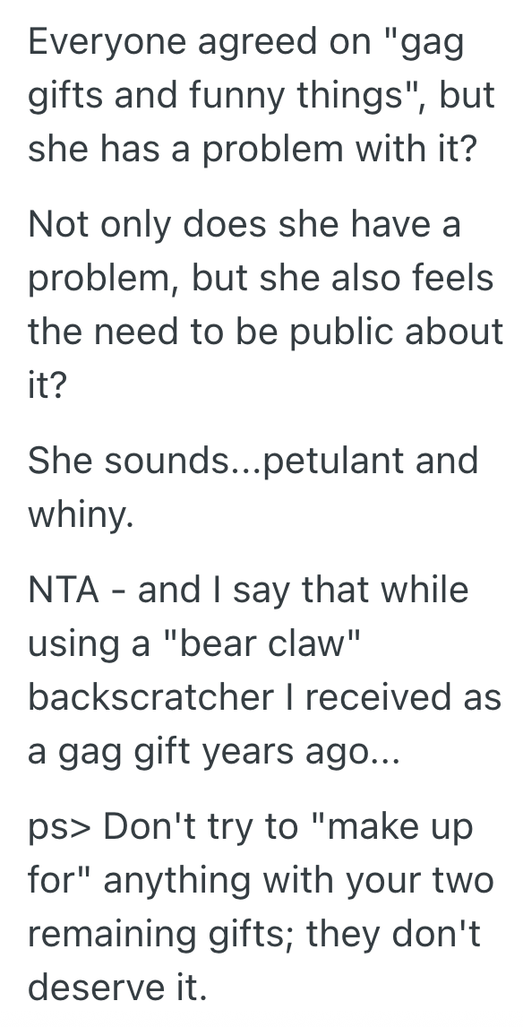 Friends exchange Secret Santa gag gifts, but one woman is really upset ...