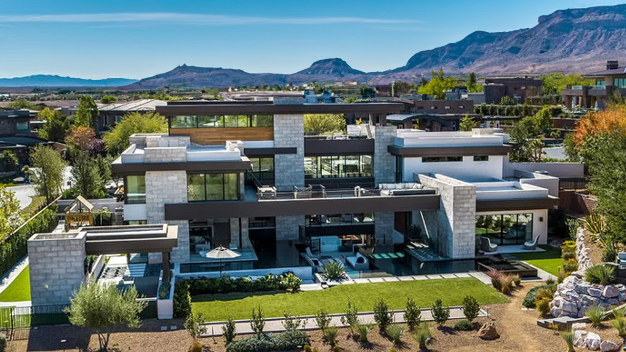 Inside a Las Vegas modern mansion with 3 pools