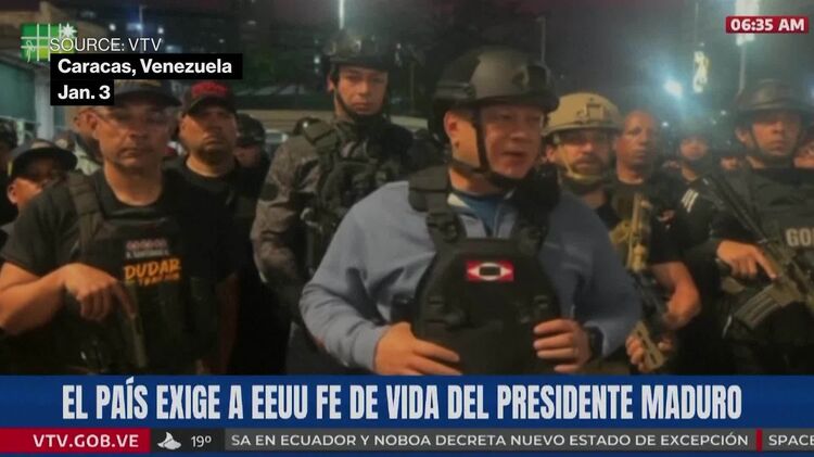 Venezuelan interior minister speaks after airstrikes