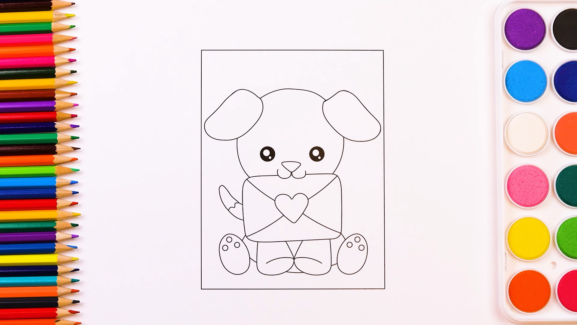 Cute puppy colorful drawing