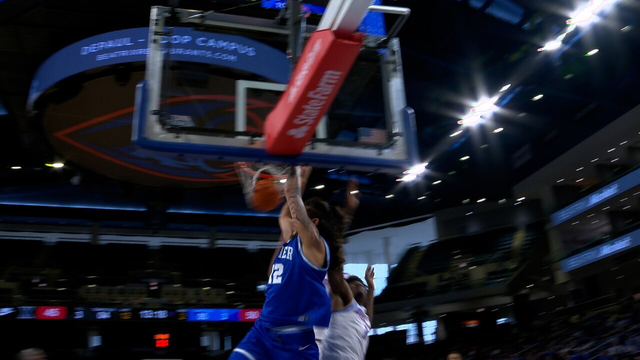 Xavier's Tre Carroll drives baseline for strong poster finish vs. DePaul