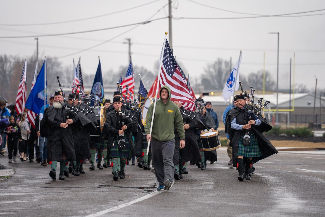Shelby Co. Sheriff’s Office Pipes & Drums Band perform at Liberty Bowl