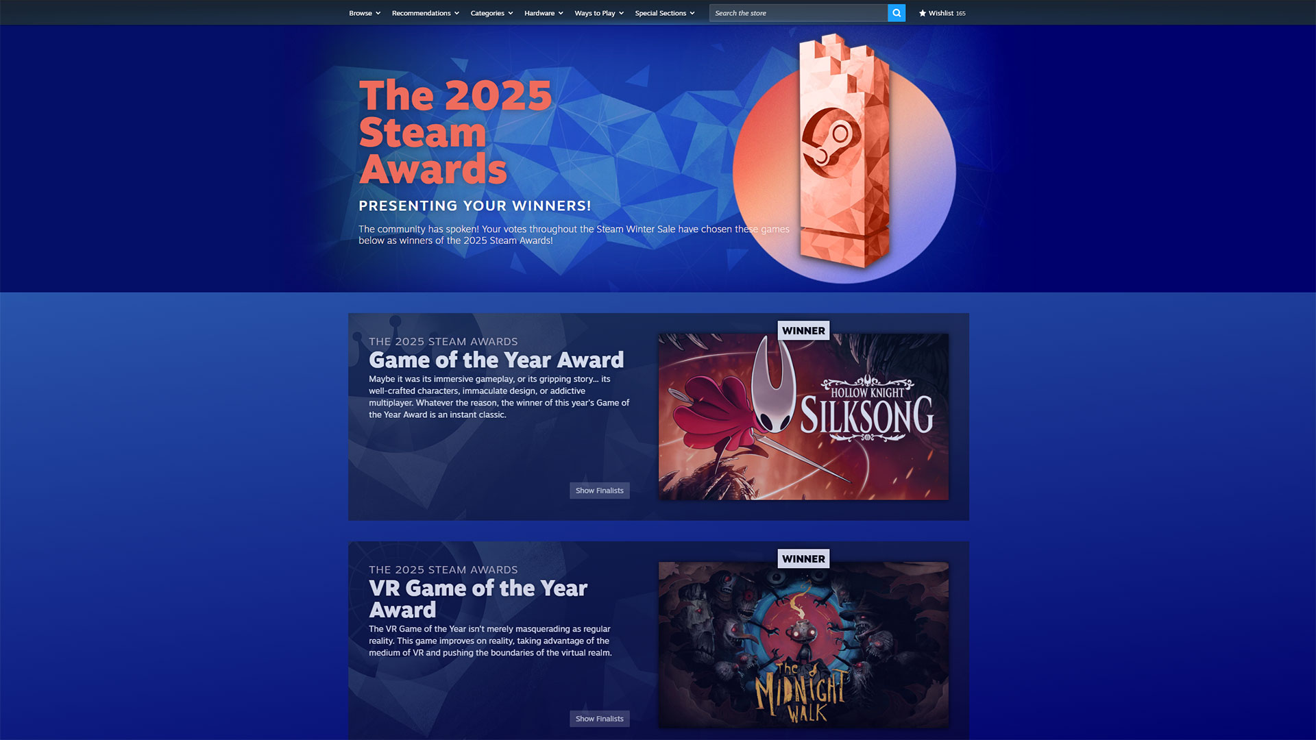 The 2025 Steam Awards winners revealed